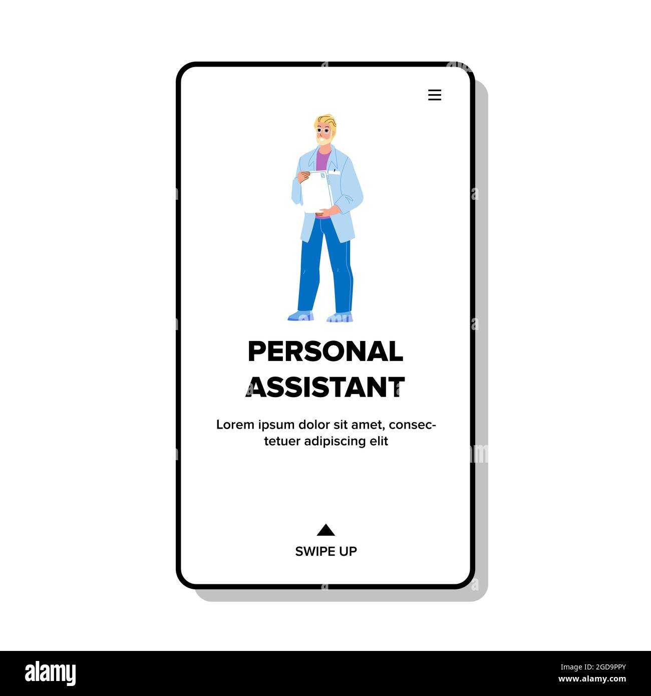 Personal Assistant Standing With Tablet Vector Stock Vector Image & Art ...