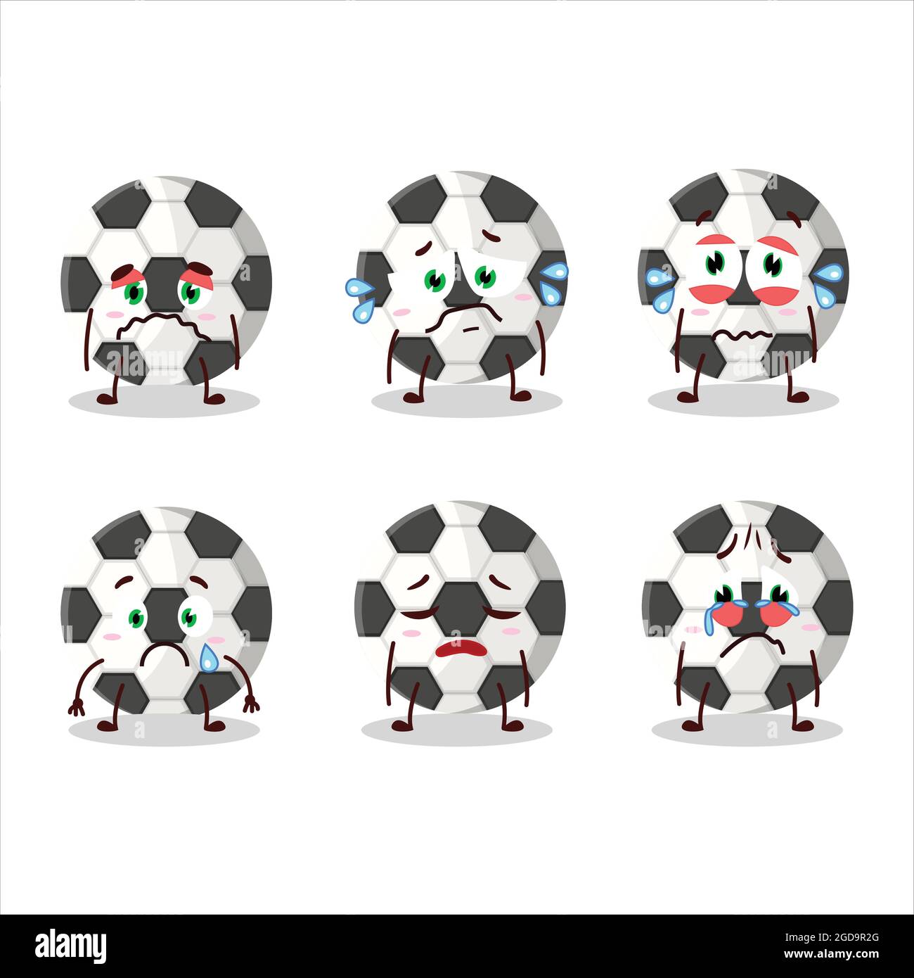 Soccer ball cartoon character with sad expression. Vector illustration ...