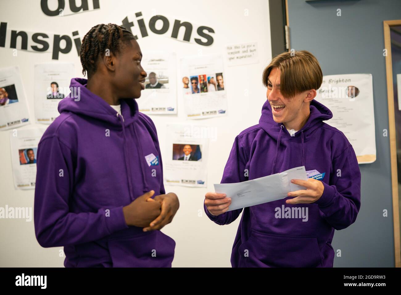 Students react as they open their GCSE results at Oasis Academy Arena ...