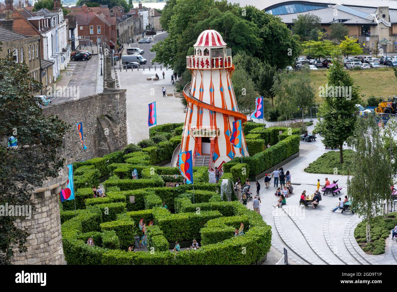 View of traditional Helter Skelker (helta skelta) and maze at West Quay ...