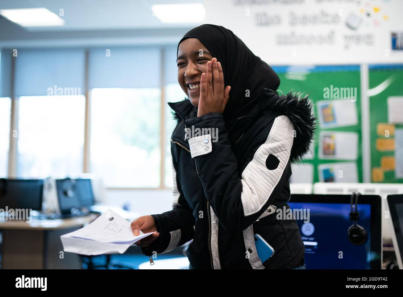 Mariatu (no last name given) reacts as she opens her GCSE results at ...