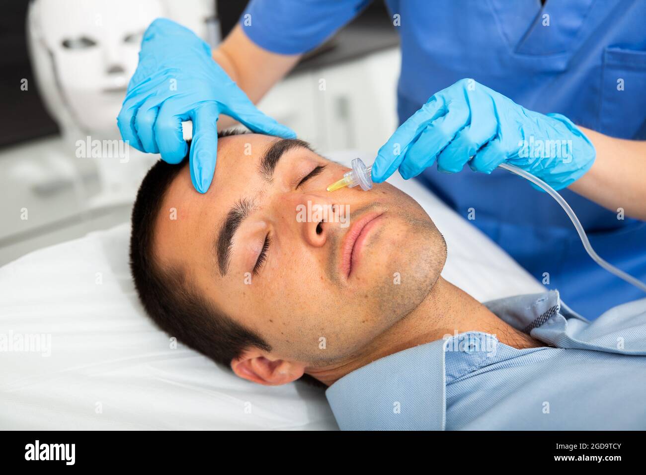 Client of aesthetic medicine clinic during carboxy therapy Stock Photo ...