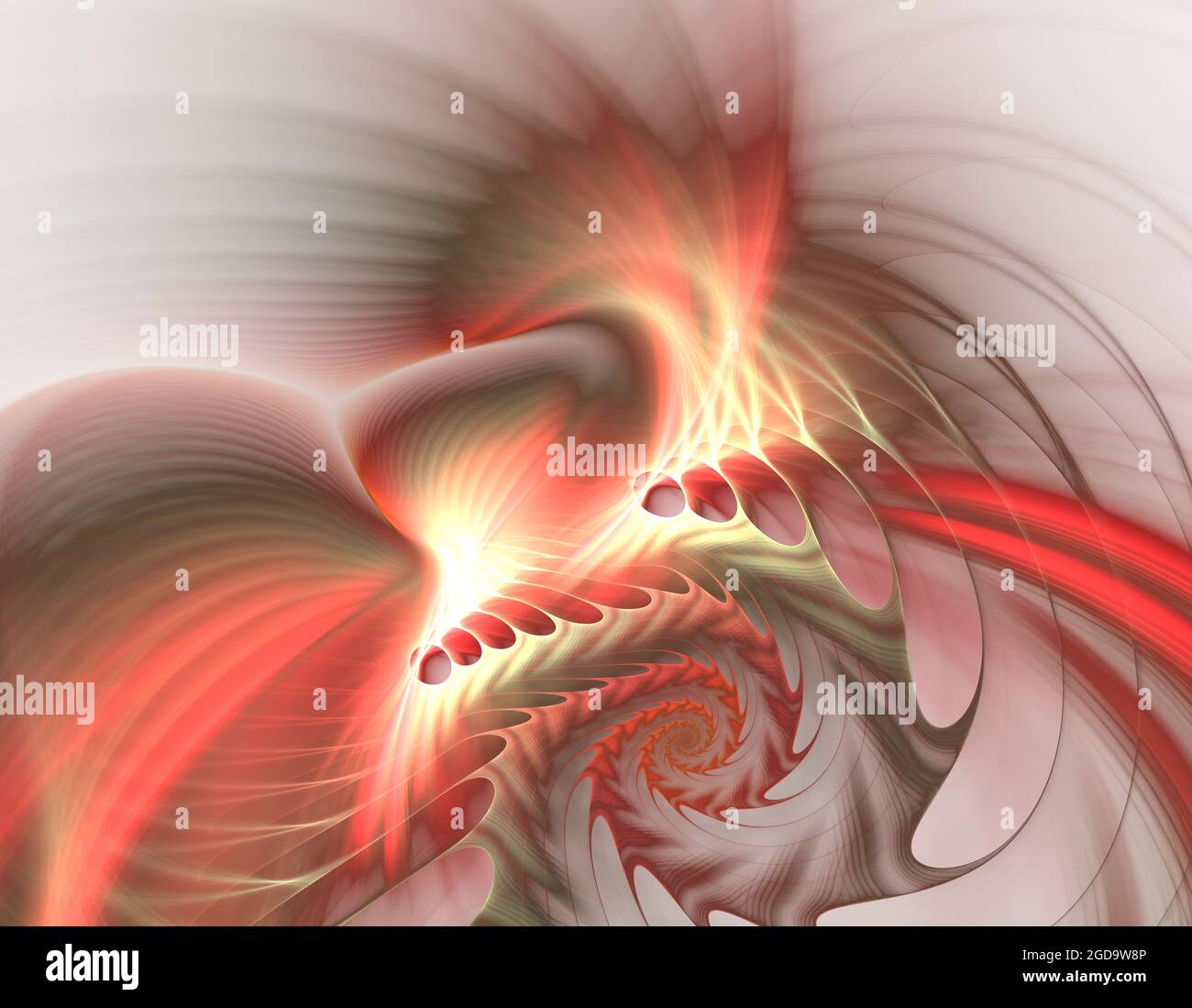 Fractal spirals and holes twist and float in space. Abstract fractal 3d ...