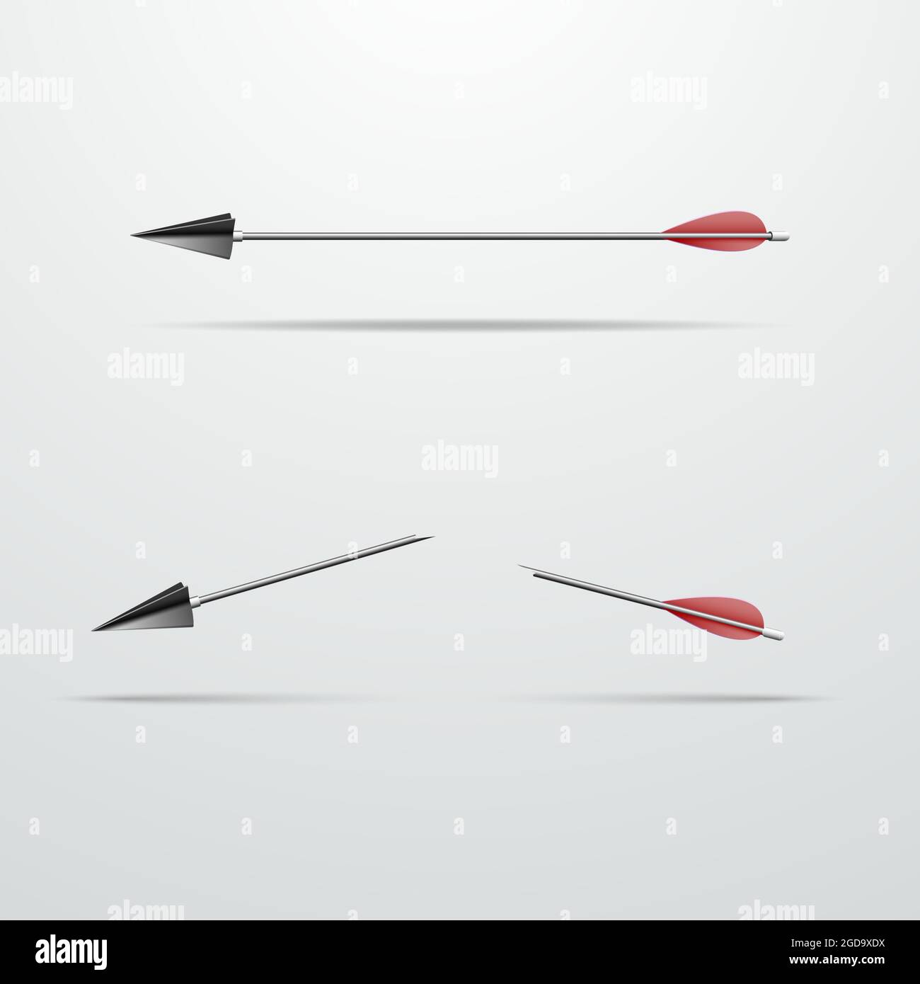 Arrow for a bow. Whole and broken in half. Vector illustration Stock ...
