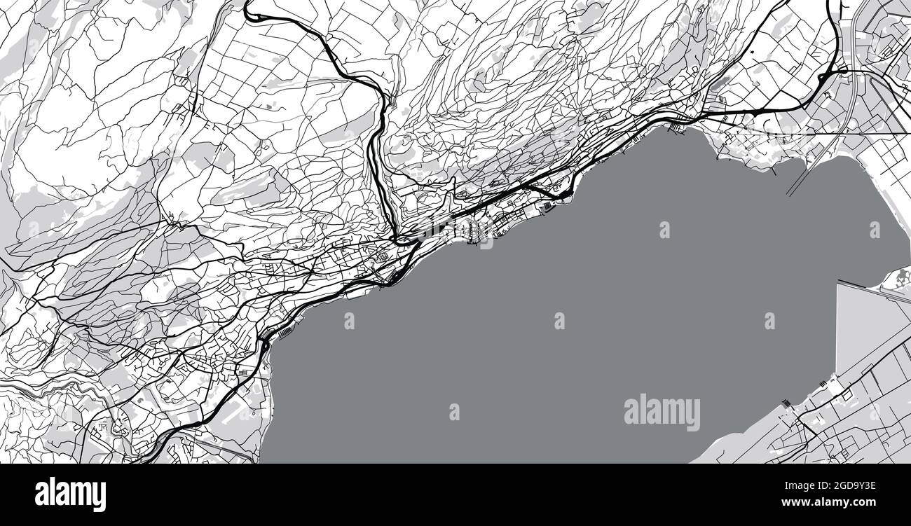 Urban vector city map of neuchatel, Switzerland, Europe Stock Vector ...
