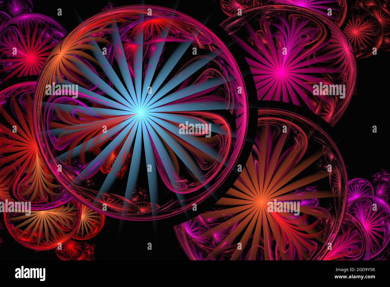 Digital computer fractal art. Abstract fractals delicate light glass ...