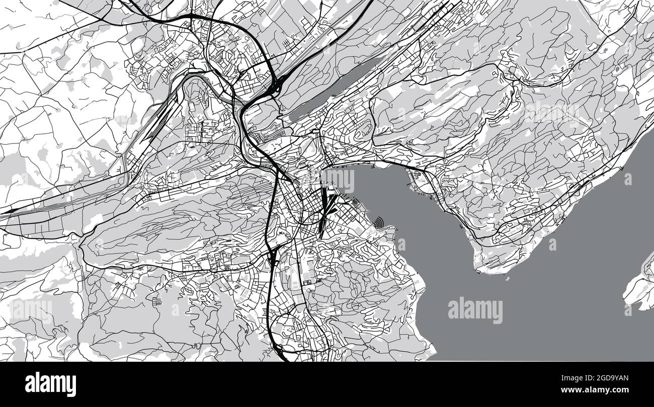 Urban vector city map of Lucerne, Switzerland, Europe Stock Vector ...