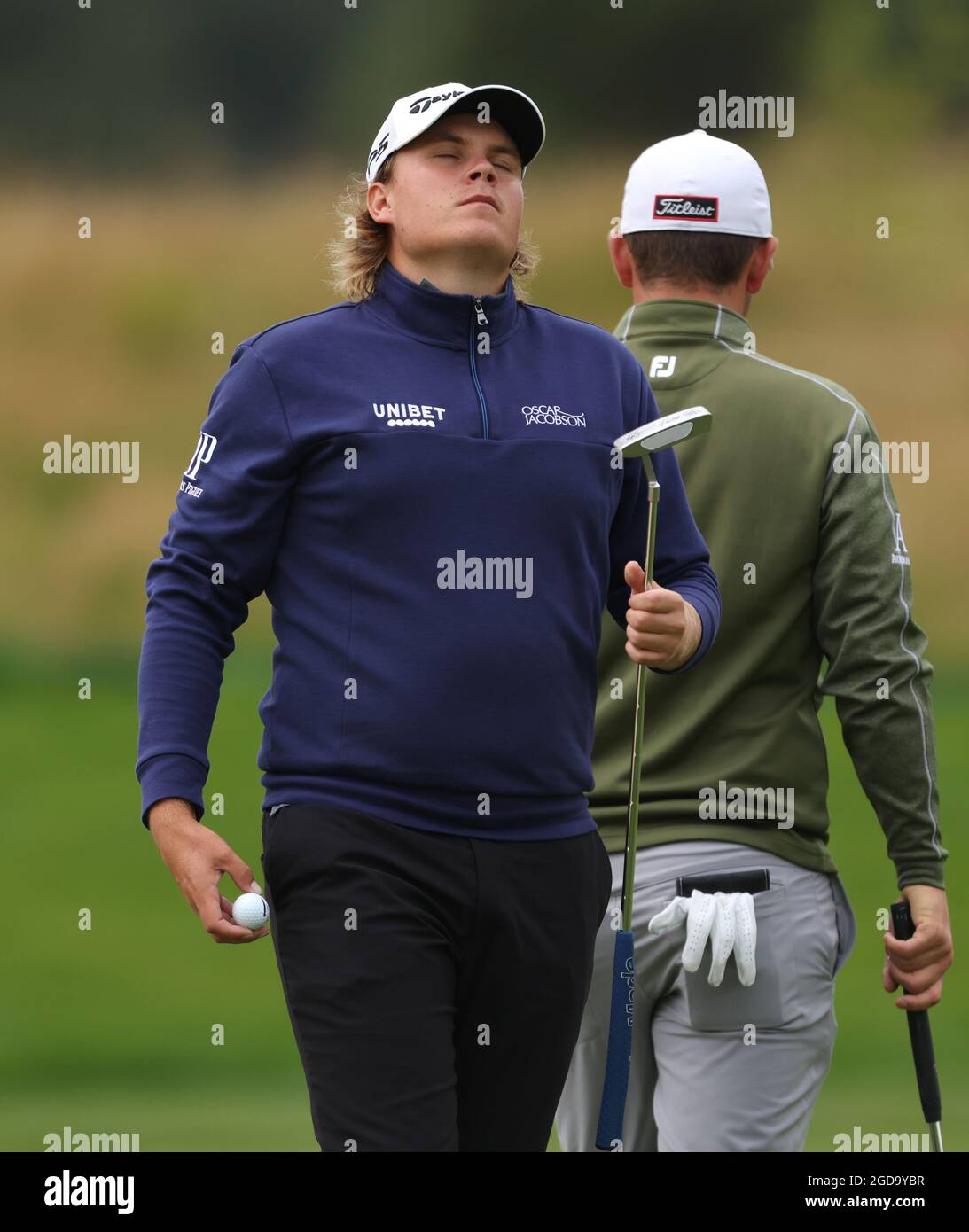 Finland's Sami Valimaki reacts on the 2nd green during day one of the ...