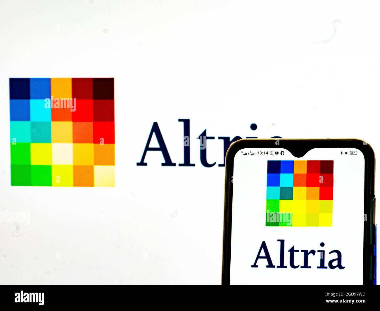 In this photo illustration an Altria Group, Inc. logo seen displayed on ...