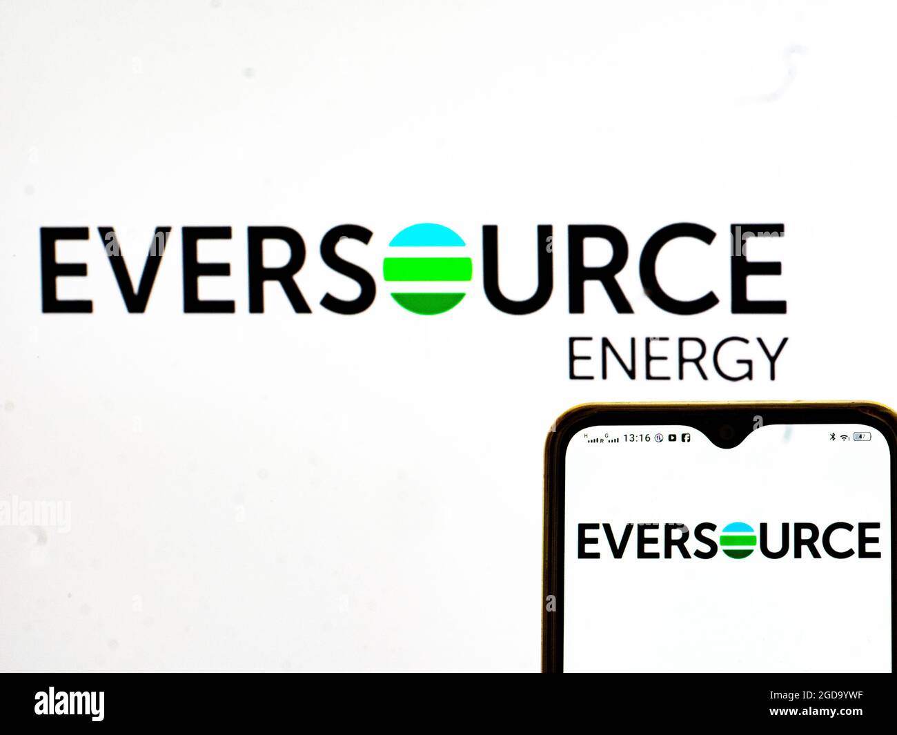 In this photo illustration an Eversource Energy logo seen displayed on ...