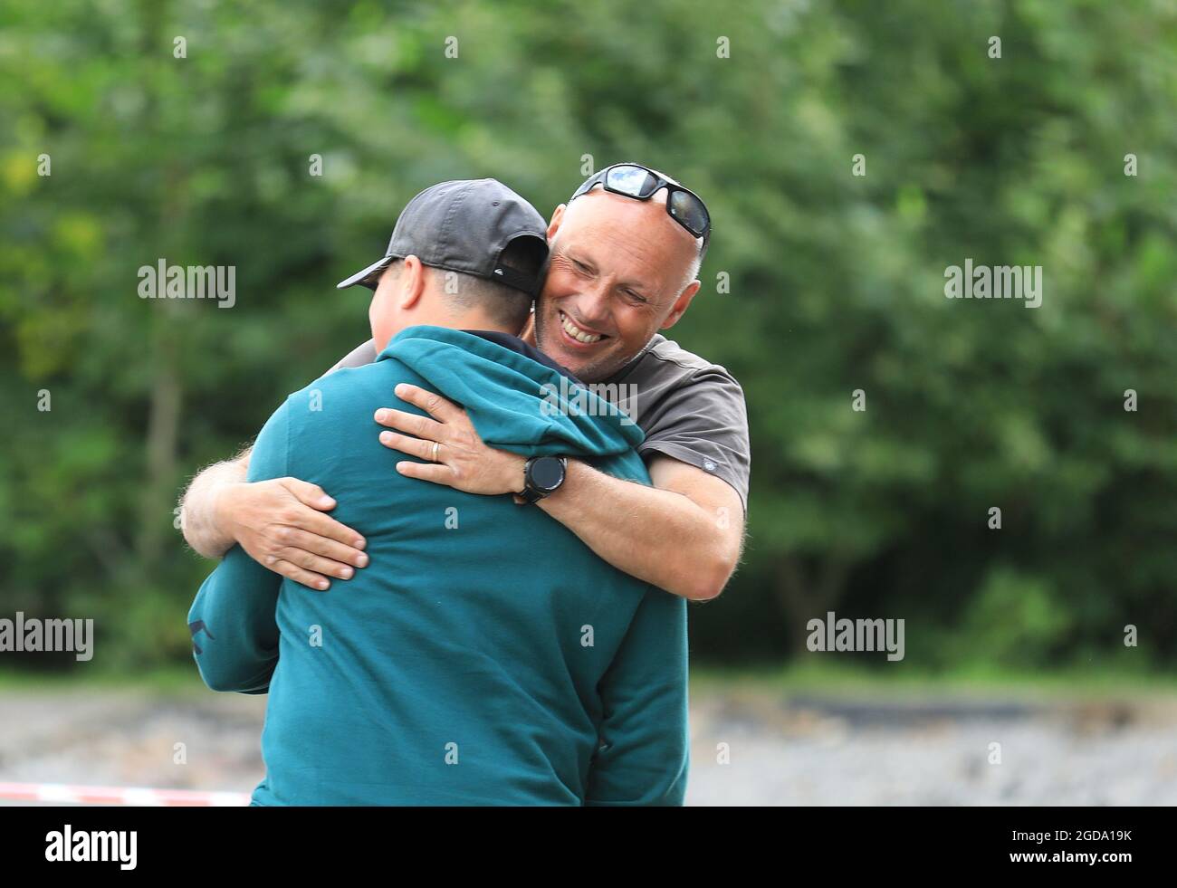 Aaron Noble congratulates his son Andrew after picking up his GCSE ...