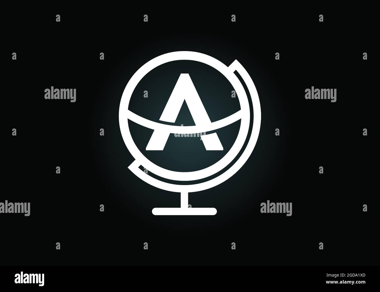 Initial A monogram alphabet with earth globe emblem. Globe logo design ...