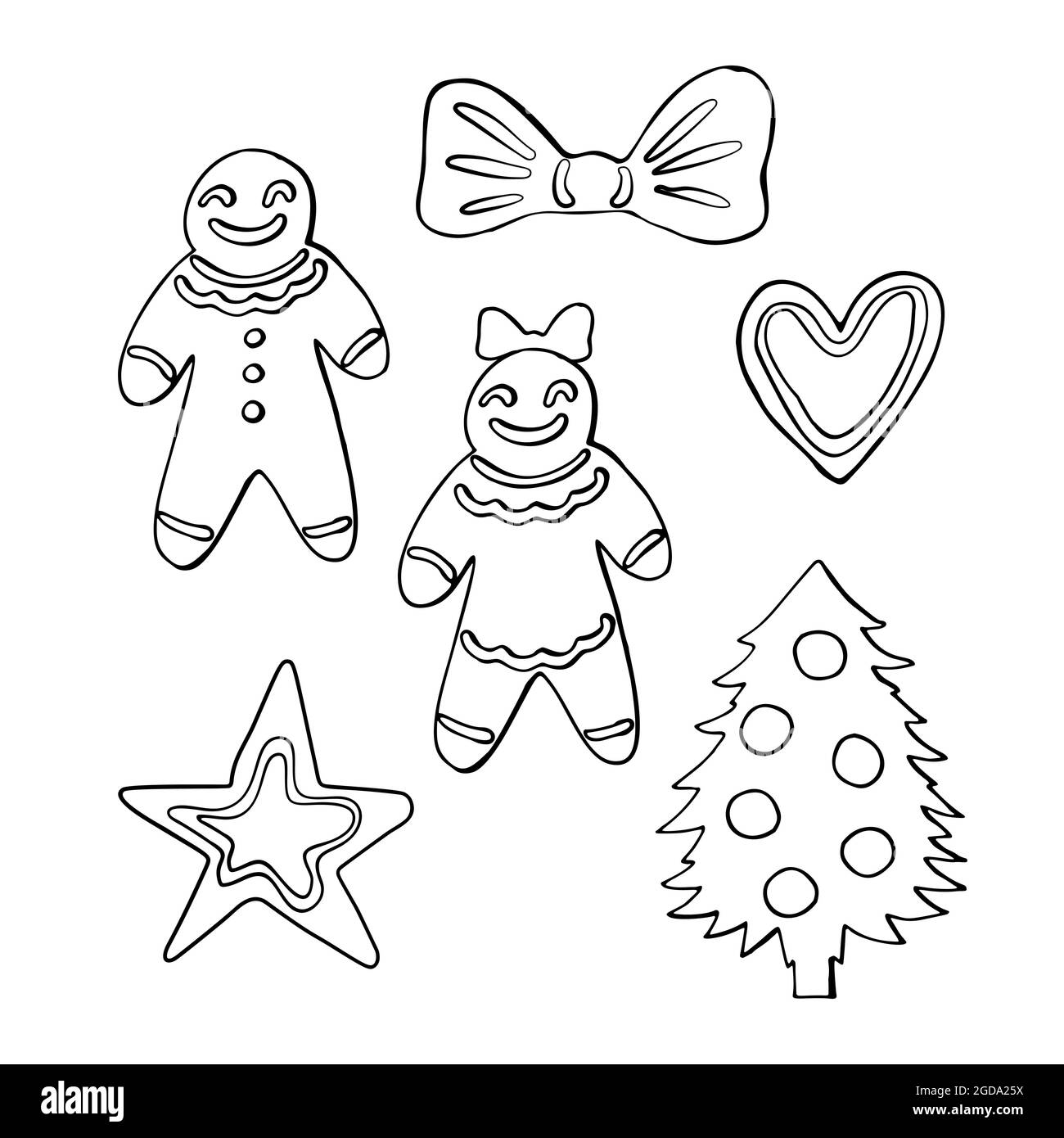 Gingerbread man cartoon Black and White Stock Photos & Images - Alamy