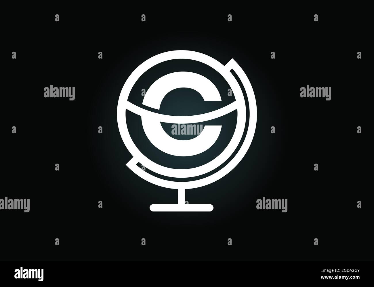 Initial C monogram alphabet with earth globe emblem. Globe logo design ...