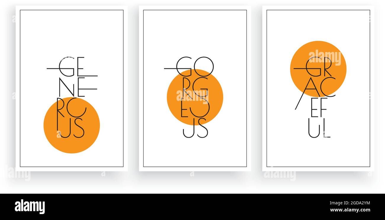 Generous, gorgeous, graceful, vector. Wording design, lettering. Modern ...