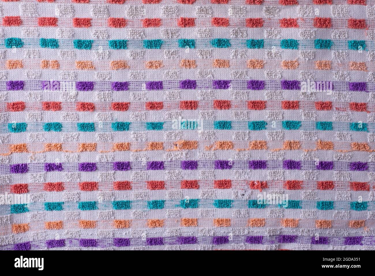 texture of multicolored checkered towel mosaic wallpaper top view close ...