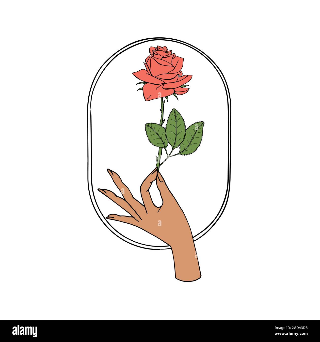 Hand Holding Rose Drawing