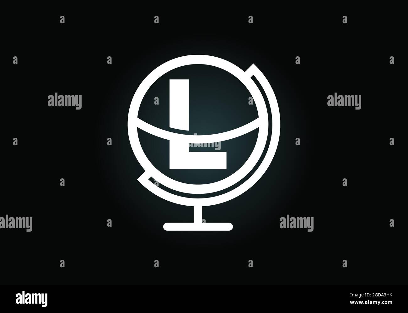 Initial L monogram alphabet with earth globe emblem. Globe logo design ...