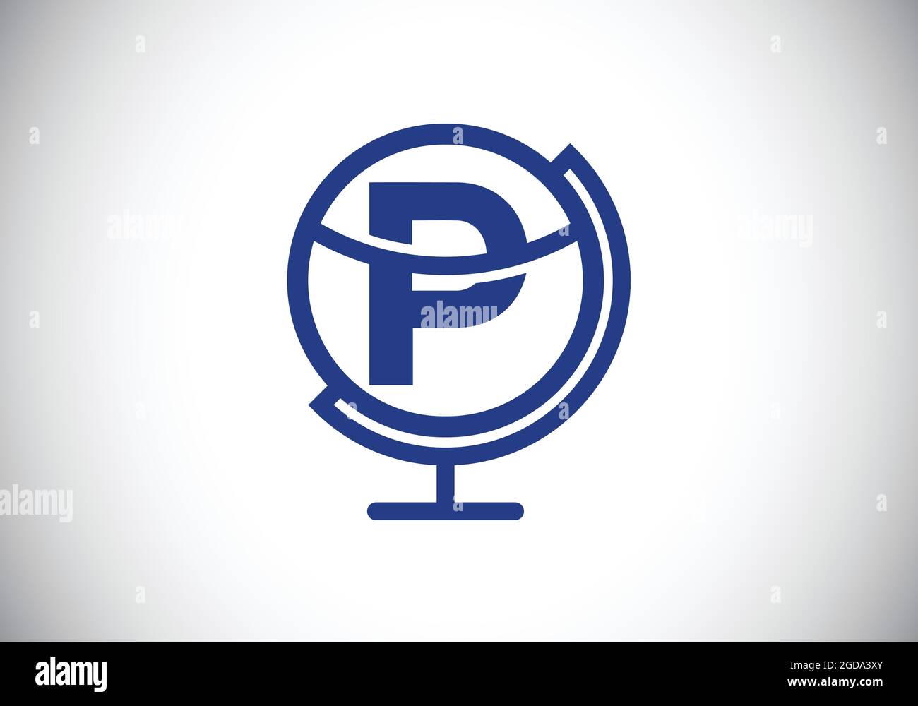 Initial P monogram alphabet with earth globe emblem. Globe logo design ...