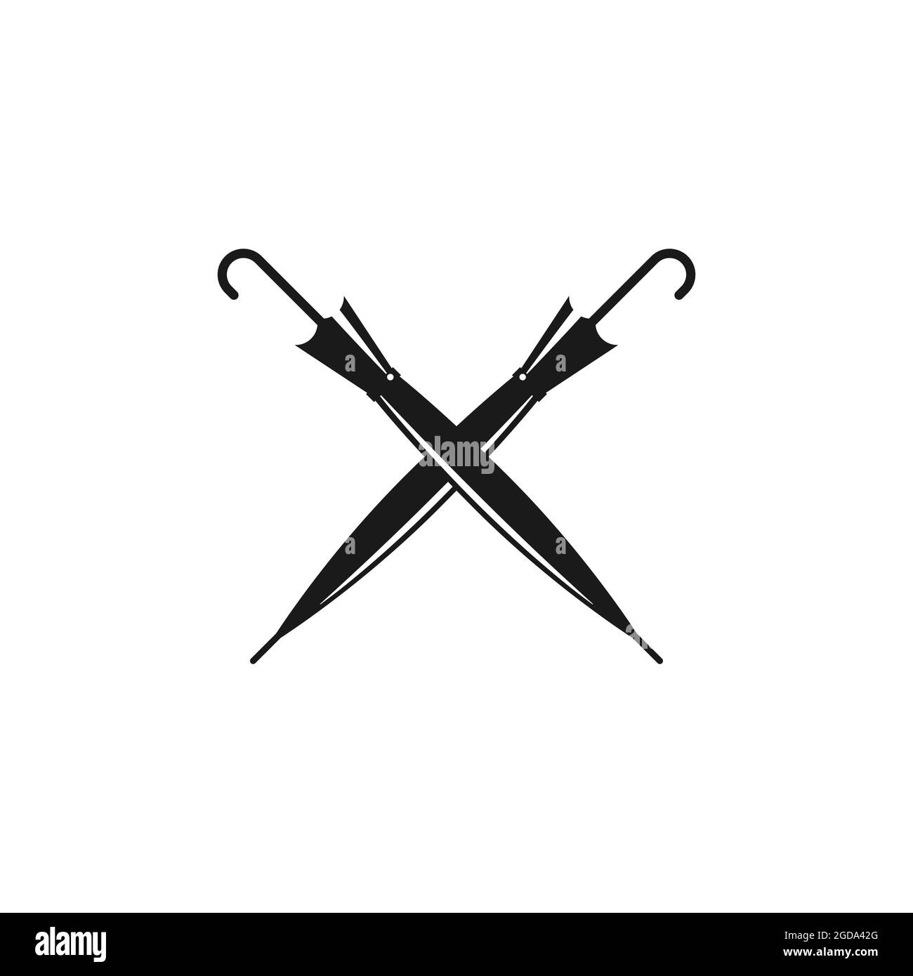 Crossed cane umbrellas. Vintage gentleman symbol. Flat icon isolated on ...