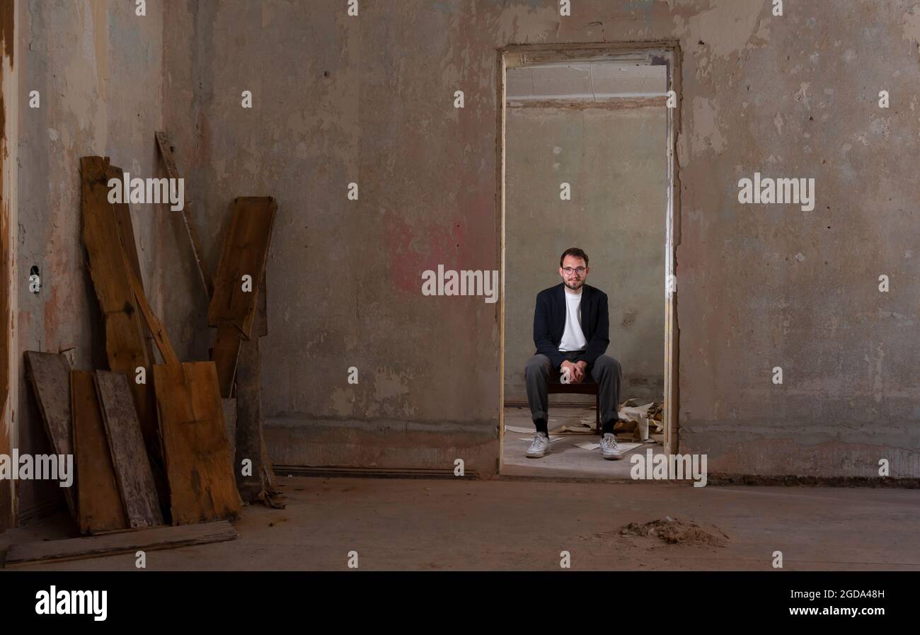 12 August 2021, Saxony, Görlitz: The author and writer Lukas Rietzschel ...