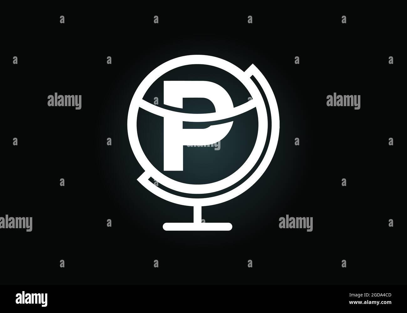 Initial P monogram alphabet with earth globe emblem. Globe logo design ...