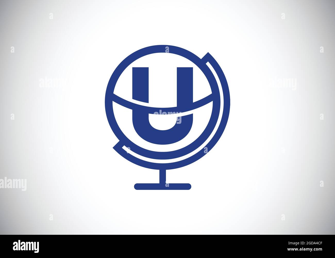 Initial U monogram alphabet with earth globe emblem. Globe logo design ...