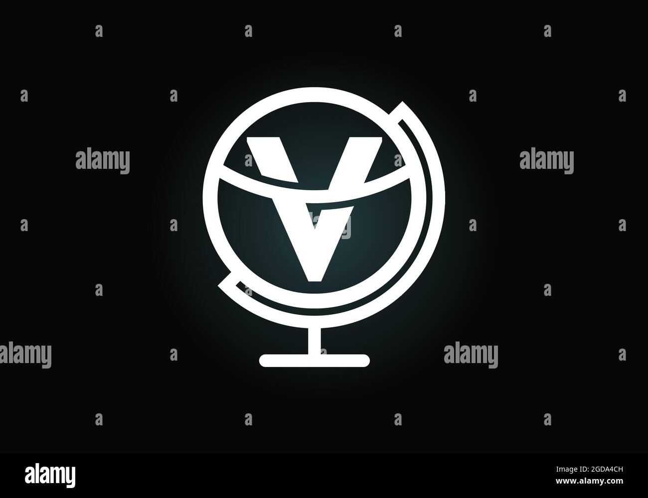 Initial V monogram alphabet with earth globe emblem. Globe logo design ...