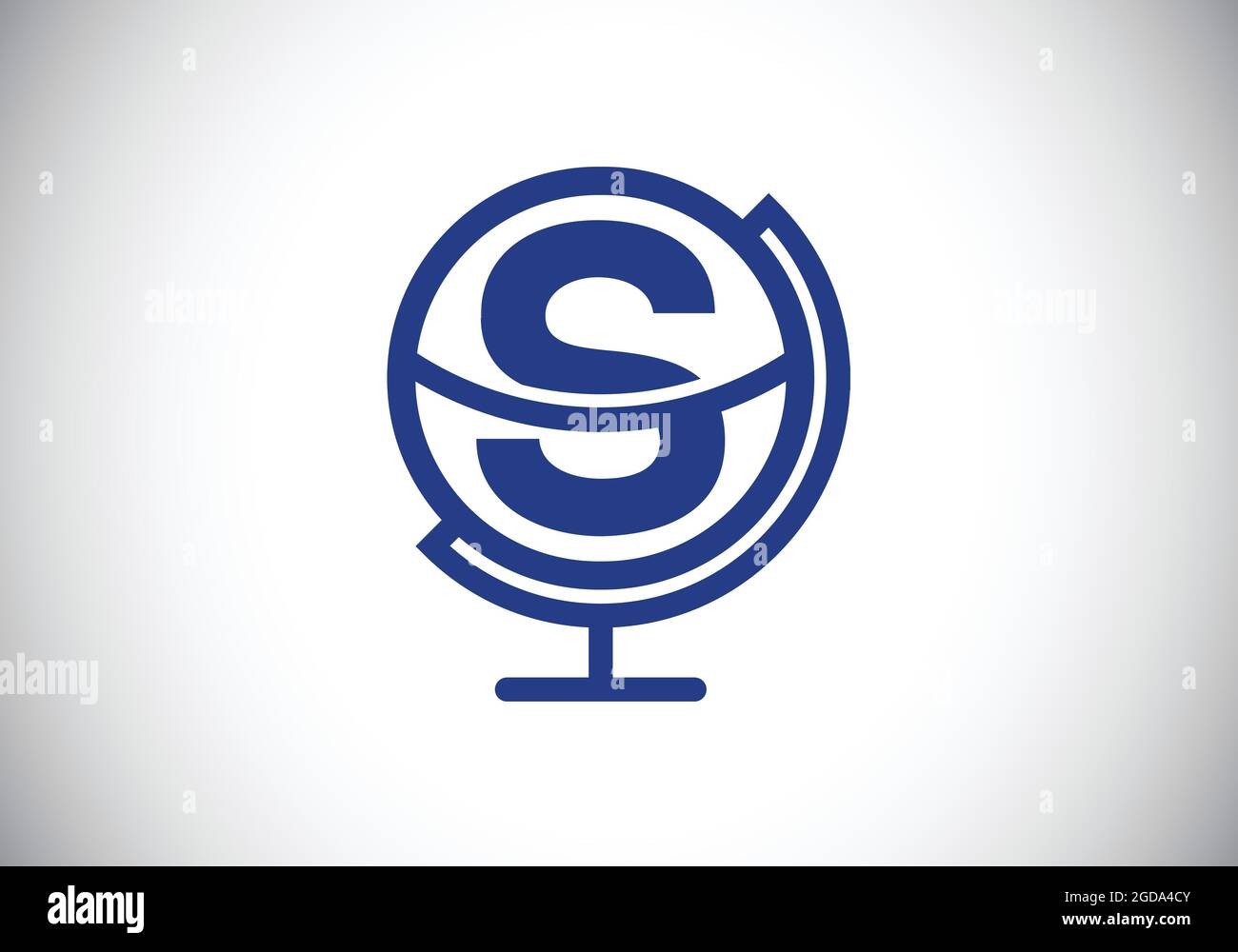 Initial S monogram alphabet with earth globe emblem. Globe logo design vector template. Font ...