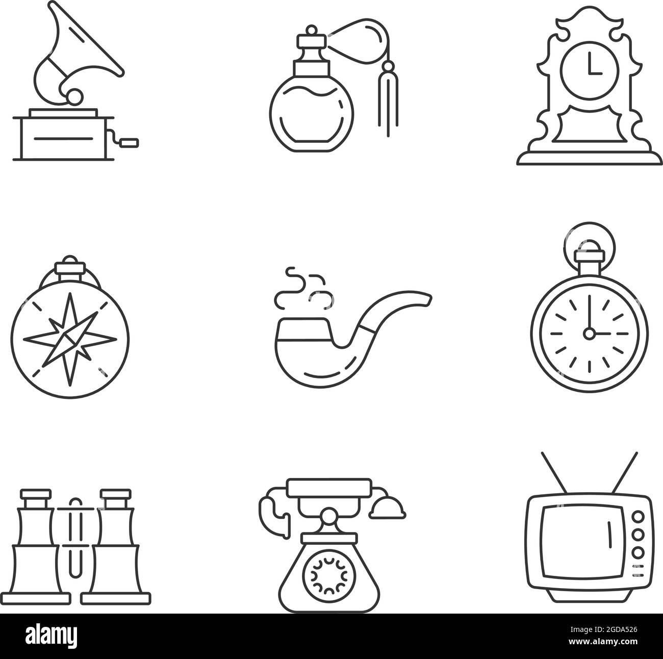 Retro items linear icons set Stock Vector Image & Art - Alamy