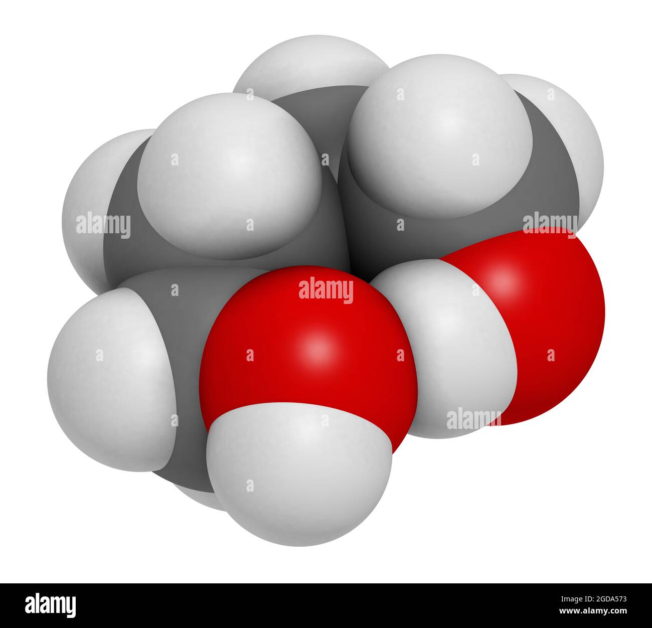 1,4-Butanediol solvent and recreational drug molecule. 3D rendering ...