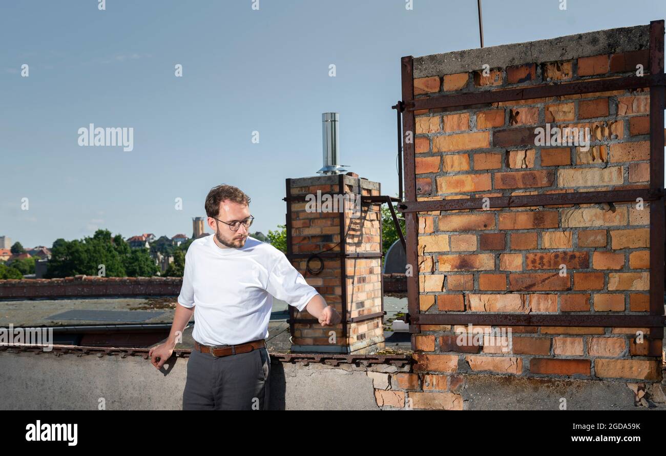 12 August 2021, Saxony, Görlitz: The author and writer Lukas Rietzschel ...