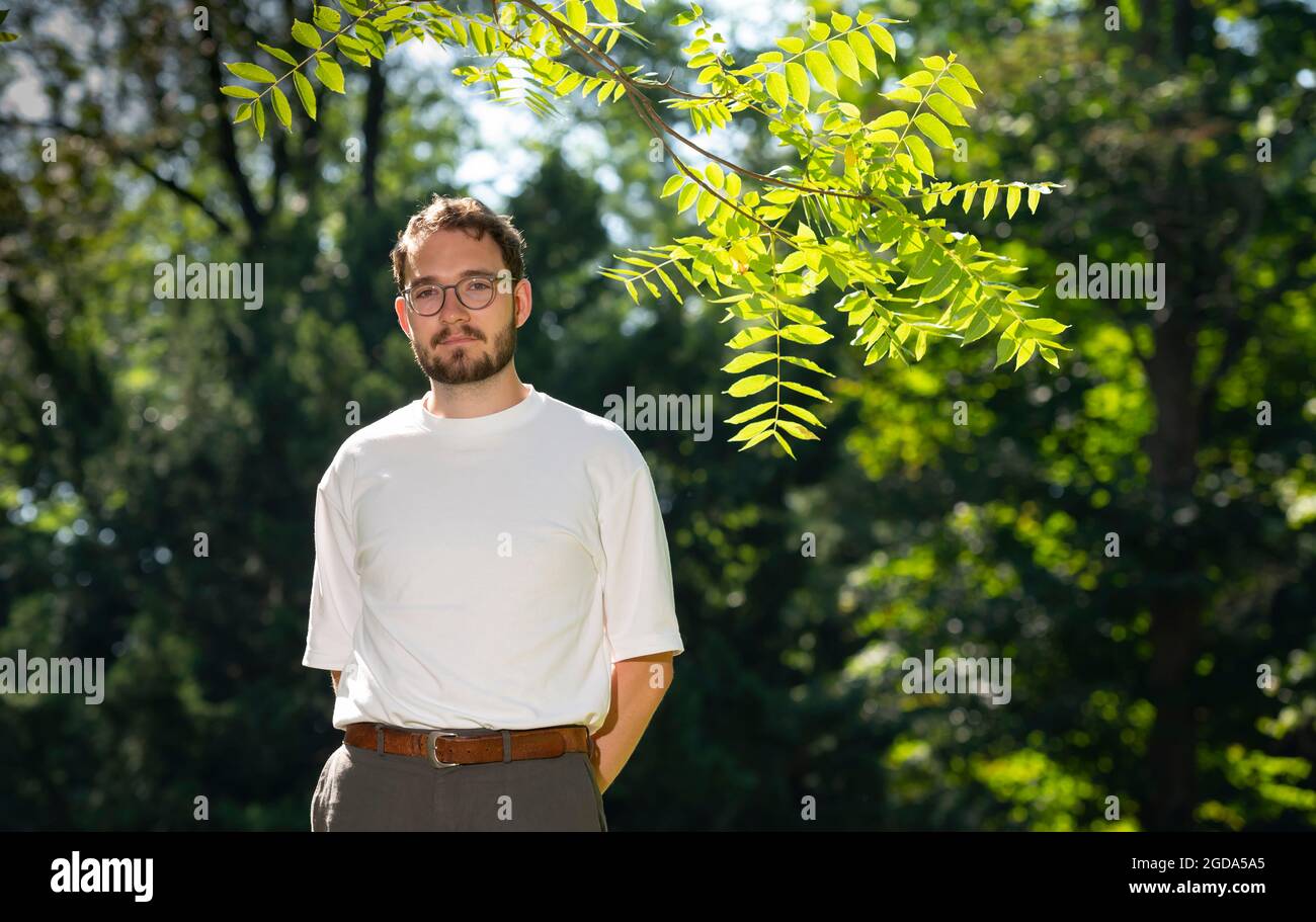 12 August 2021, Saxony, Görlitz: The author and writer Lukas Rietzschel ...
