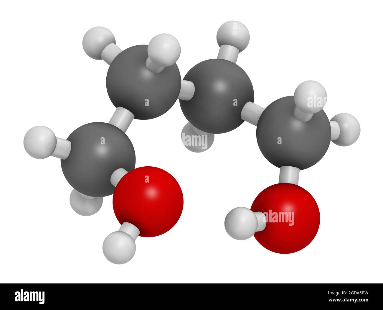 1,4-Butanediol solvent and recreational drug molecule. 3D rendering ...