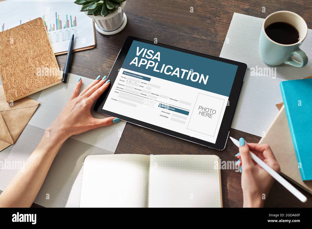 Online Visa application form on screen. Country Visit permit Stock ...