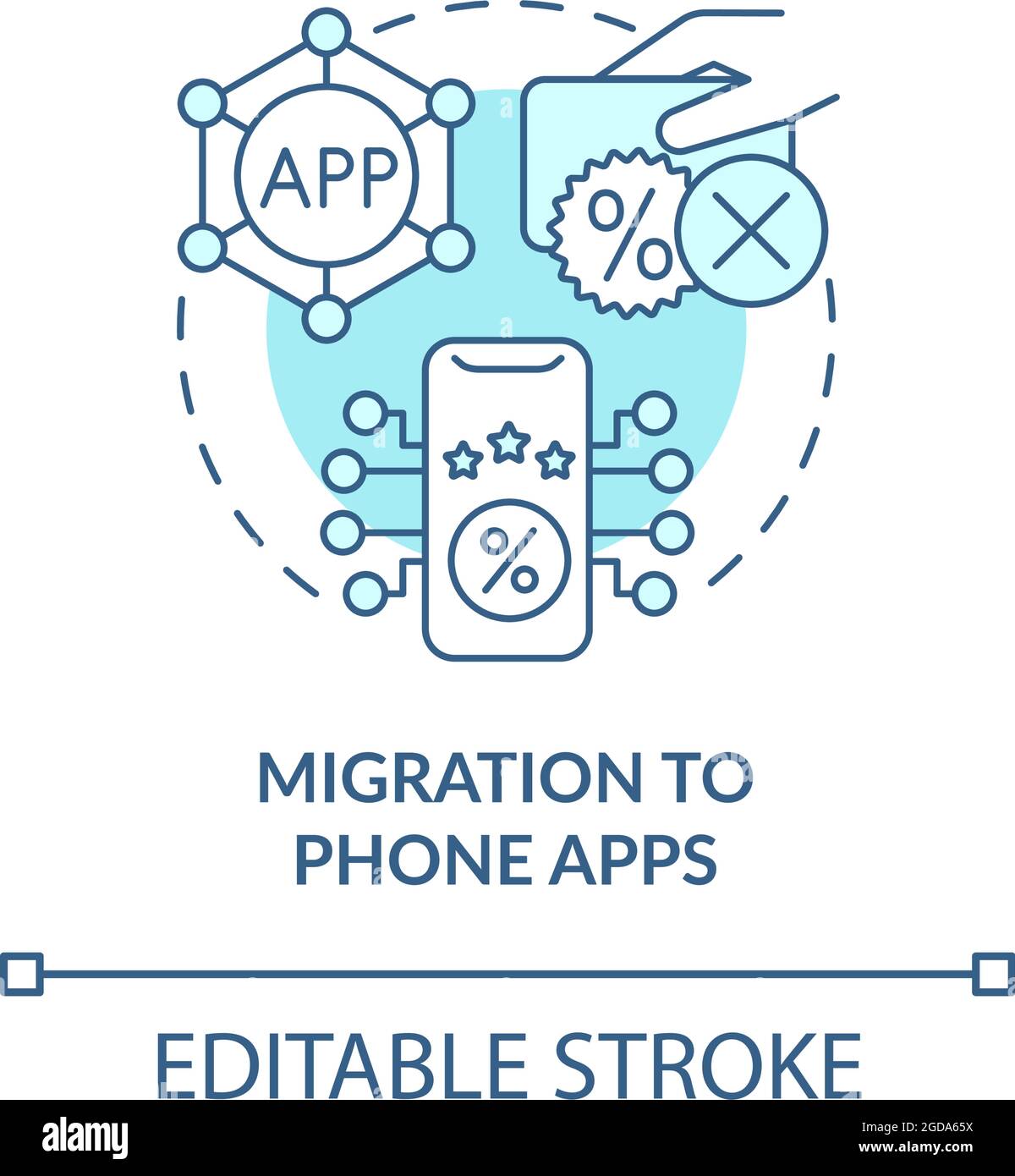Migration to phone apps blue concept icon Stock Vector Image & Art - Alamy