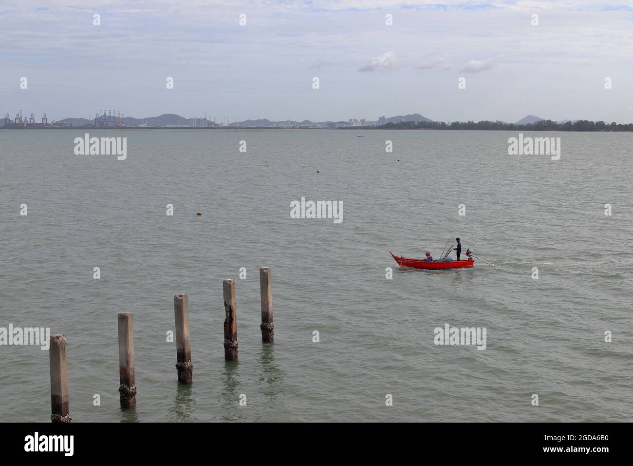 Construction girder of a platform made of steel concrte attached in the ...