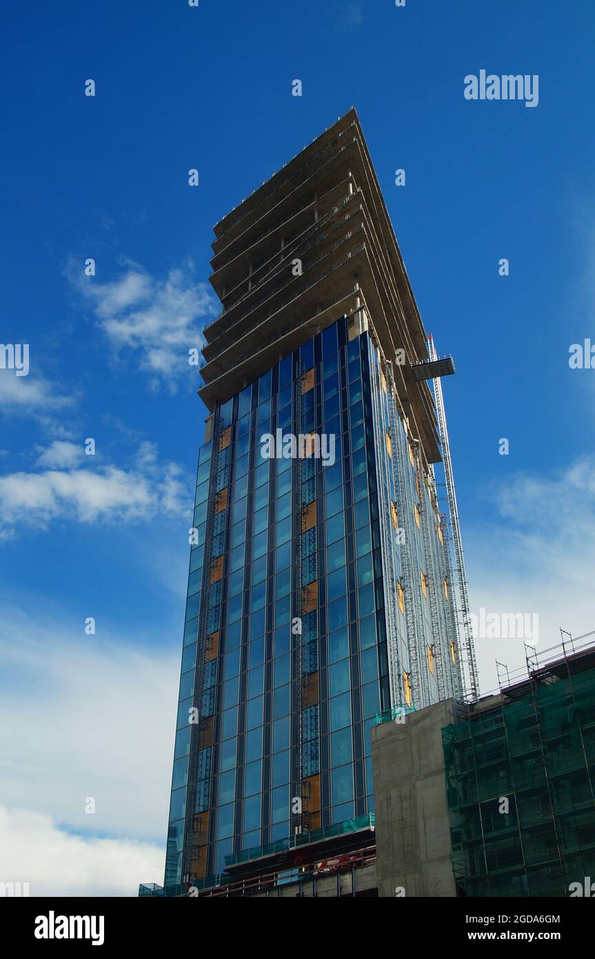 FRANKFURT, GERMANY - Aug 10, 2021: "The Spin" tower under construction ...