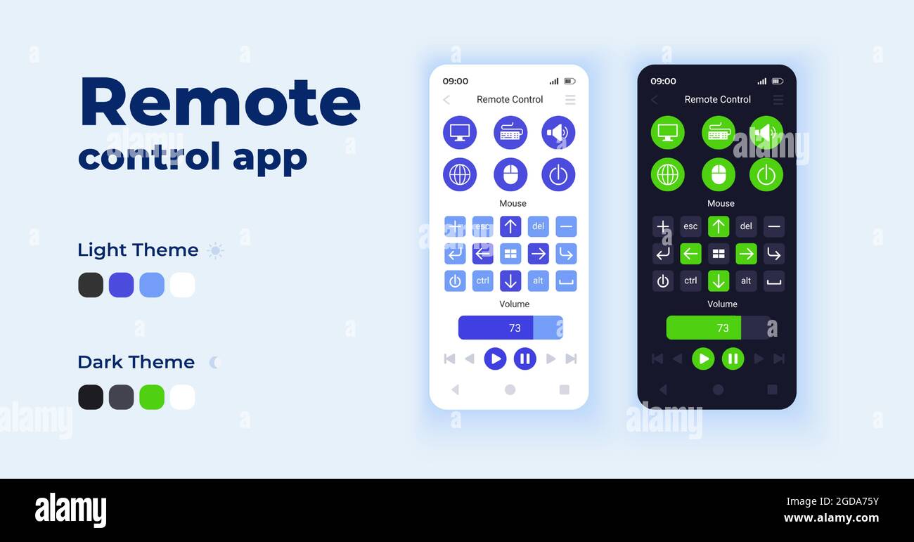 Remote control app cartoon smartphone interface vector templates set ...