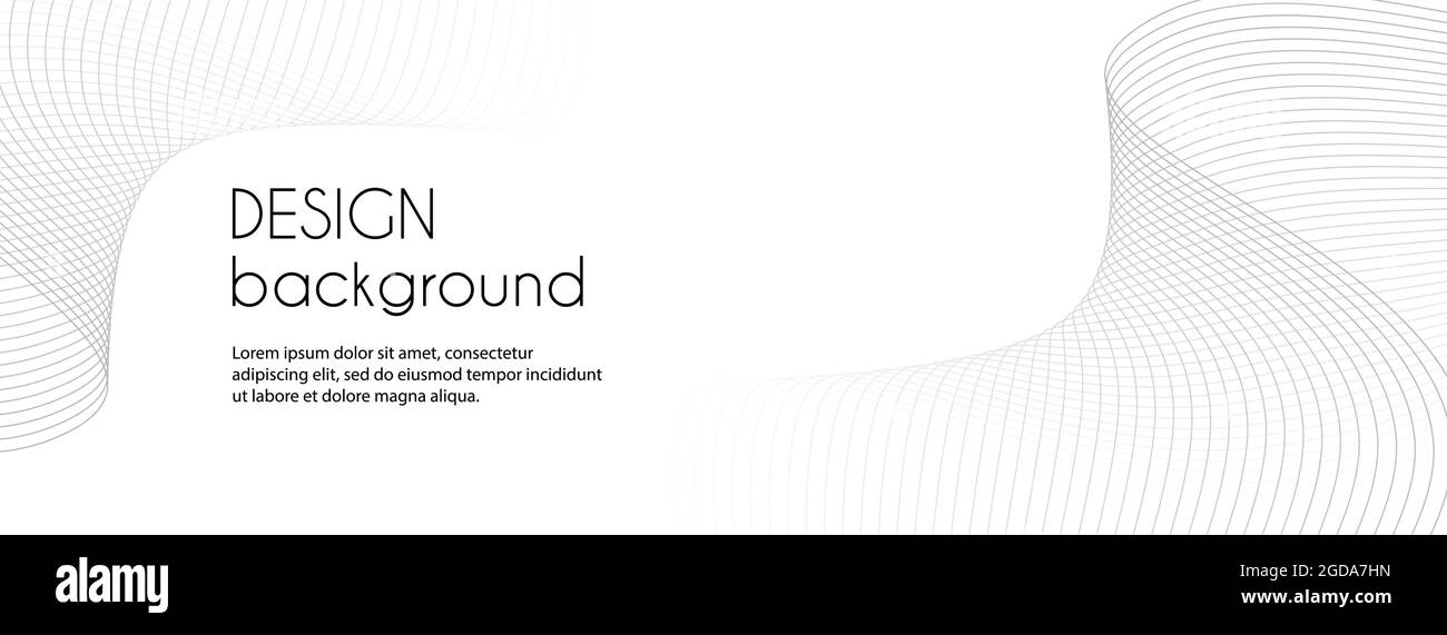 Abstract long white banner with wavy lines. Minimal vector background ...