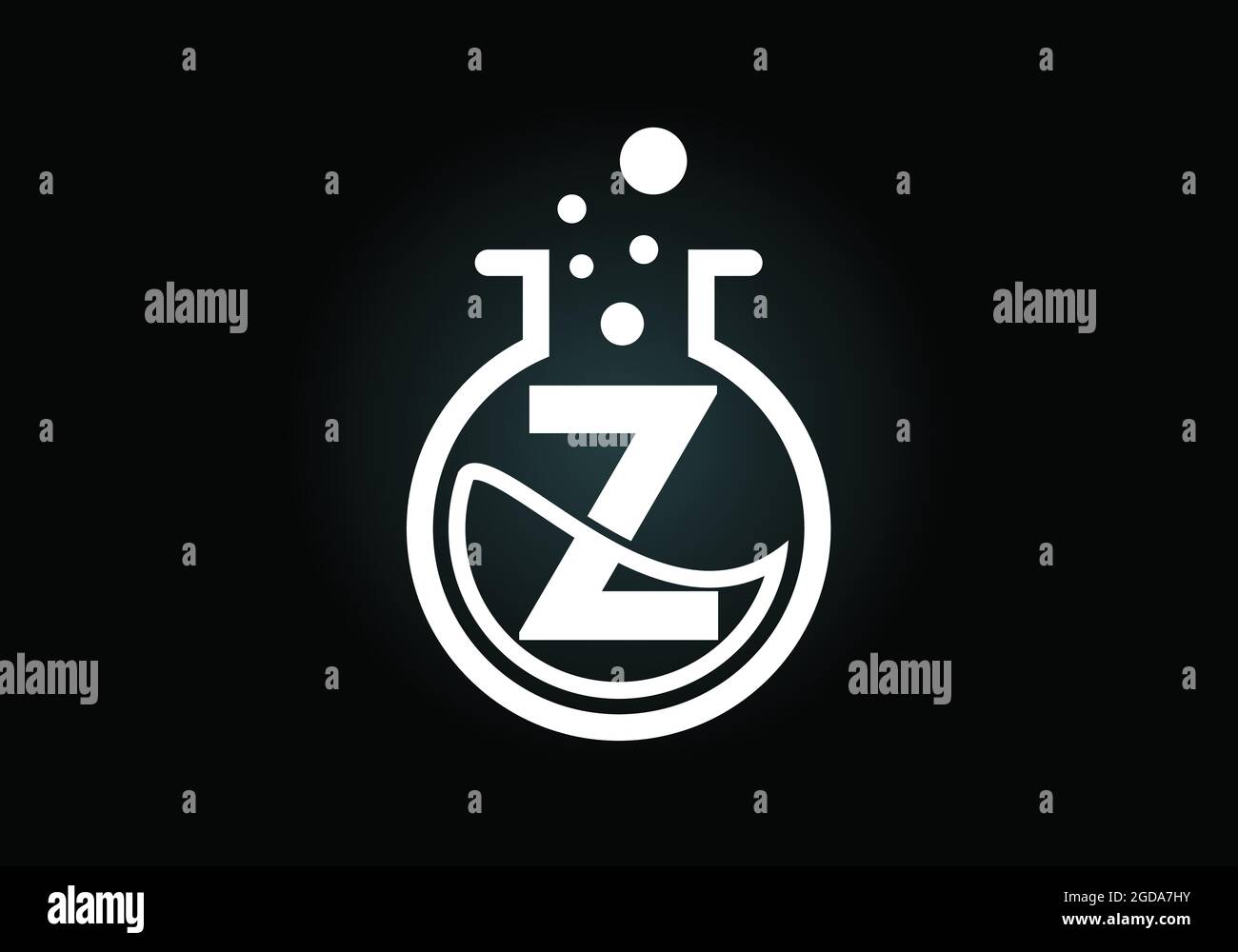 Initial Z monogram alphabet with lab glass, chemical liquid, and ...