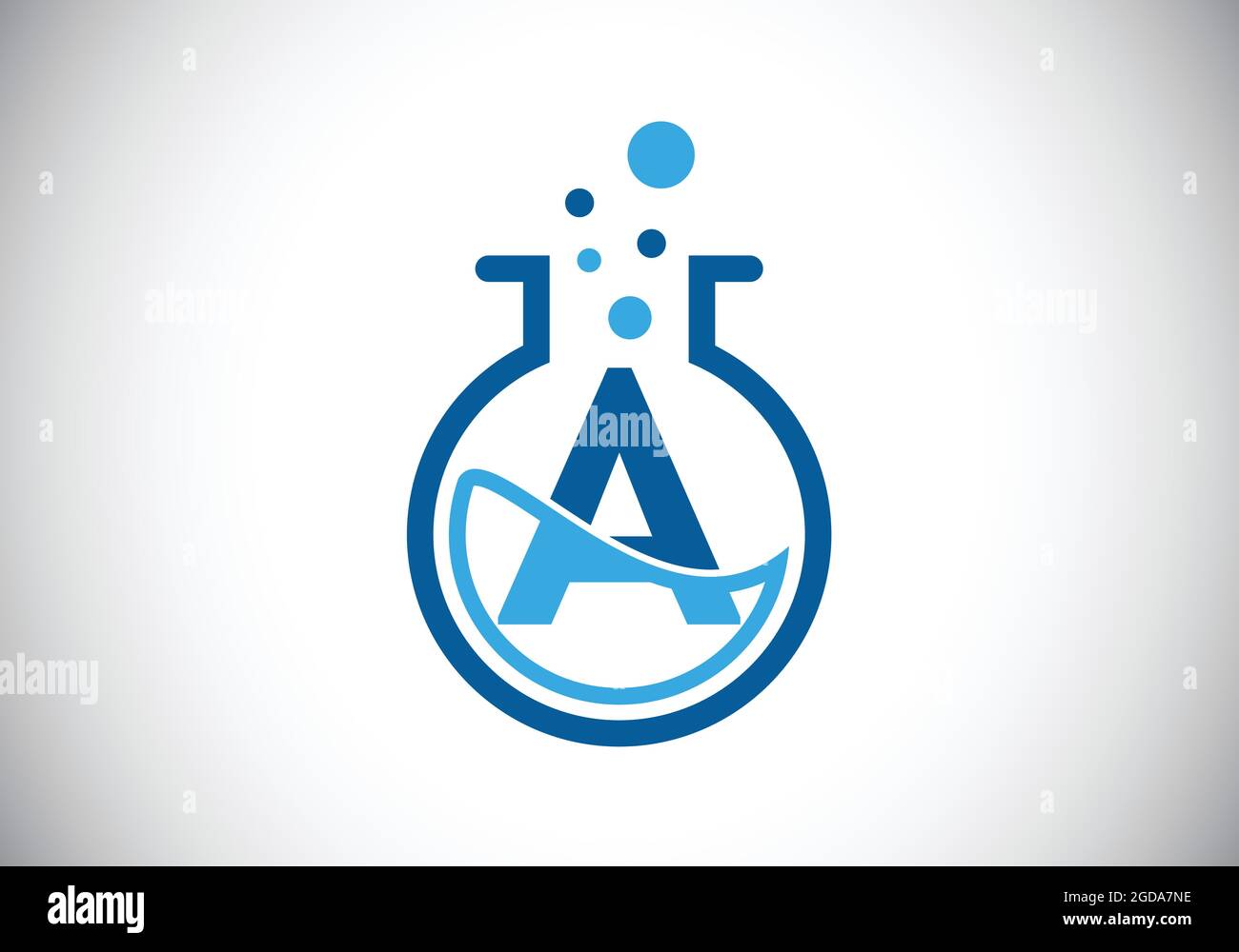 Initial A monogram alphabet with lab glass, chemical liquid, and ...