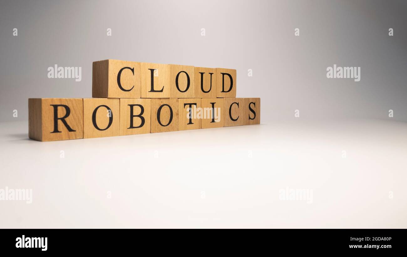 Cloud robotics chain was created from wooden cubes. Industry and ...