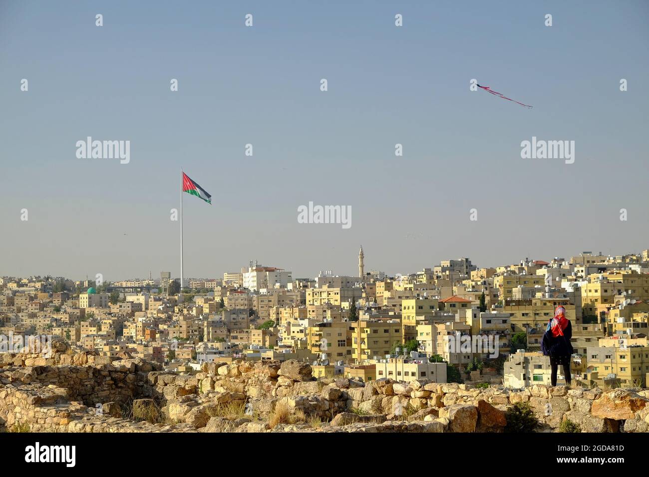 Panorama of the city of Amman in Jordan under the blue sky from the ...