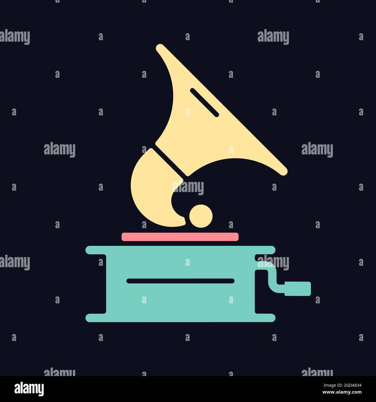 Gramophone RGB color icon for dark theme Stock Vector Image & Art - Alamy