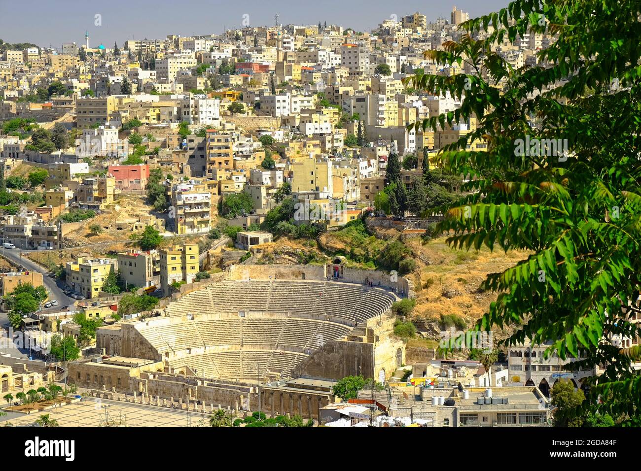 The city of Amman in Jordan under the blue sky from the Citadel Stock ...