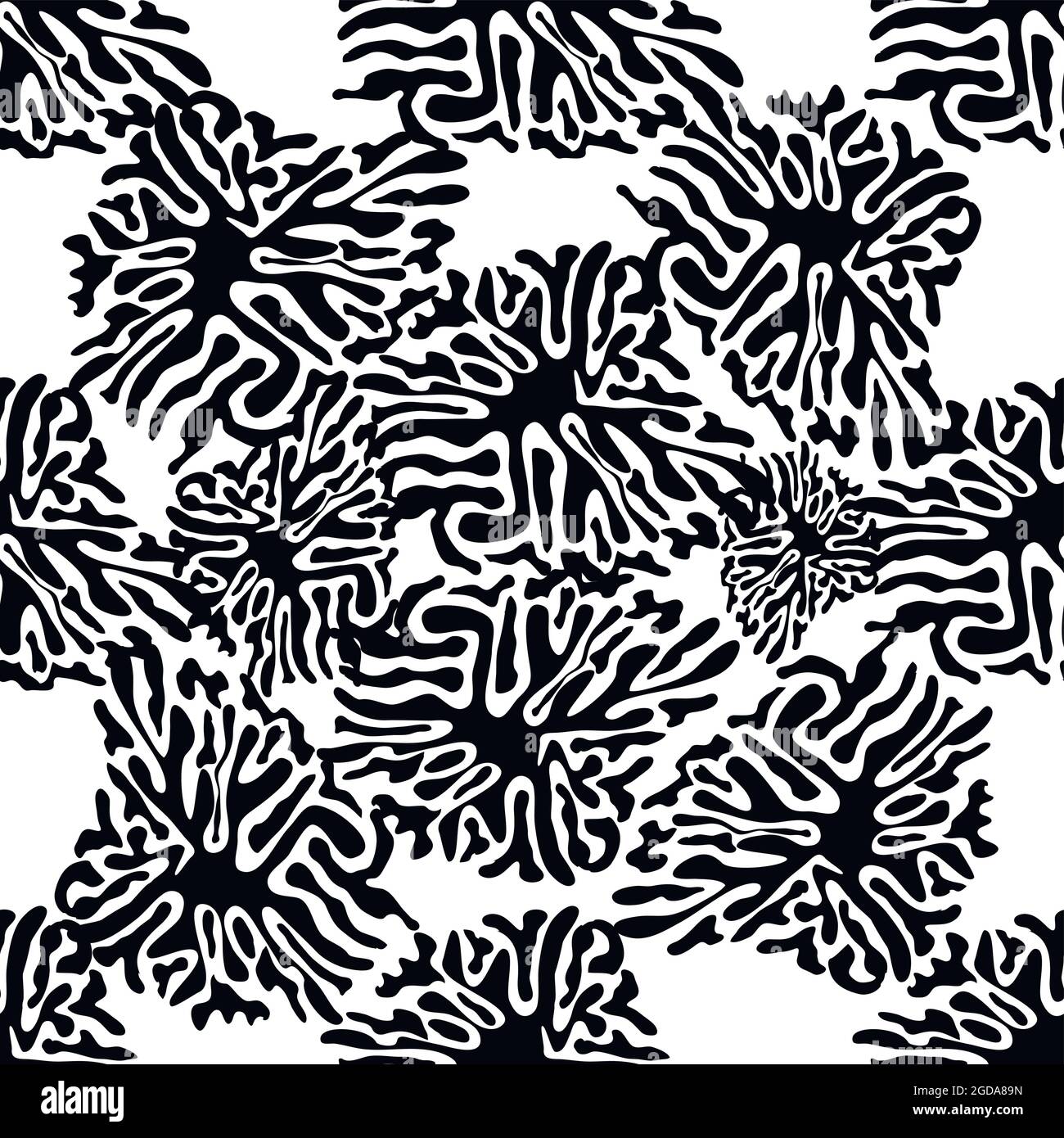 Stylish doodle seamless pattern with splash pattern black on white ...