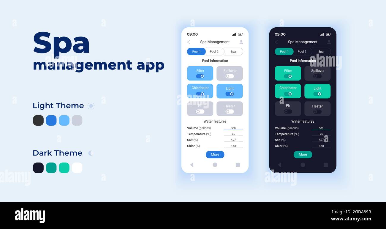 Spa management app cartoon smartphone interface vector templates set ...