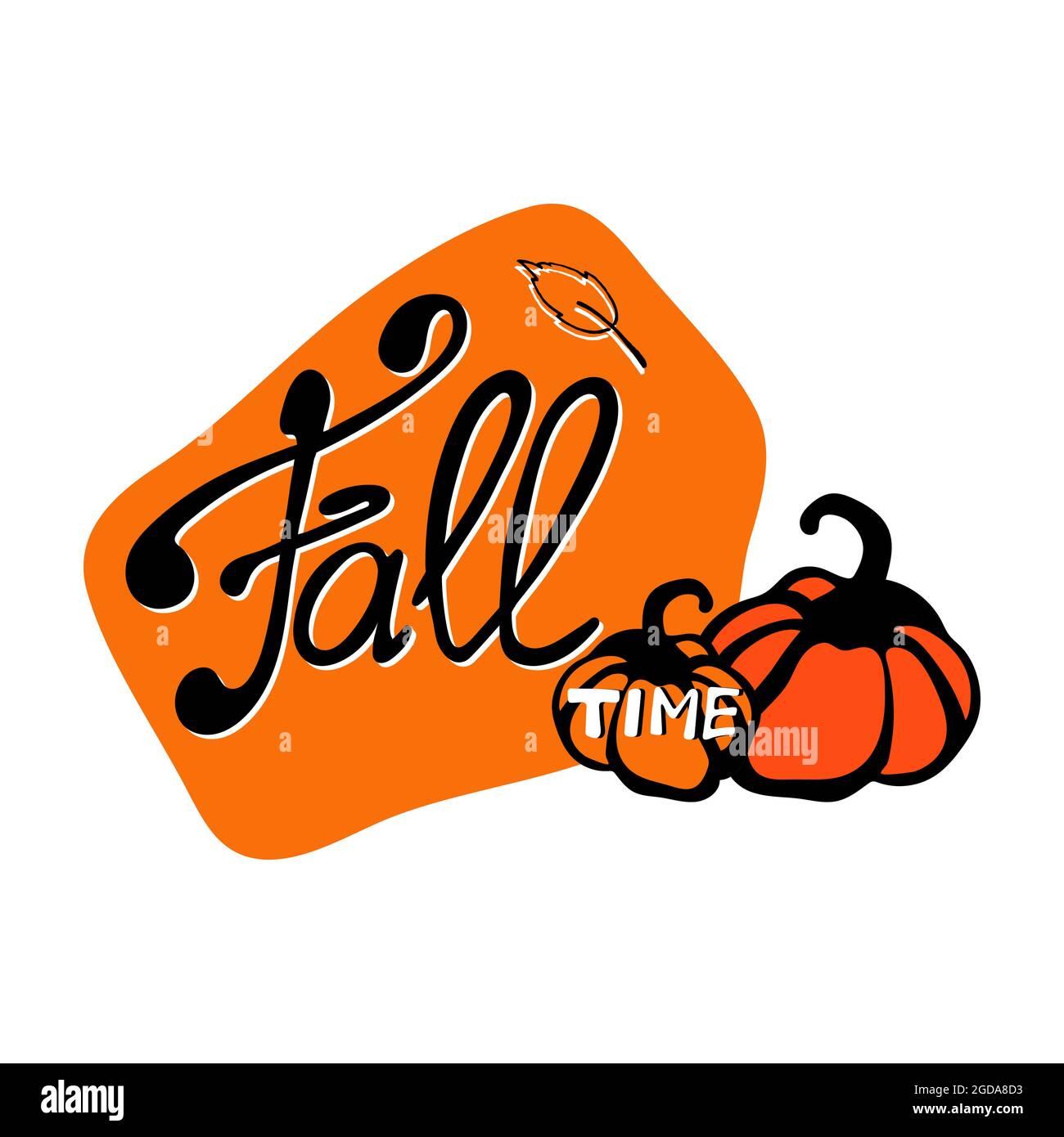 Fall time lettering vector with colorful decor and abstract shape Stock ...