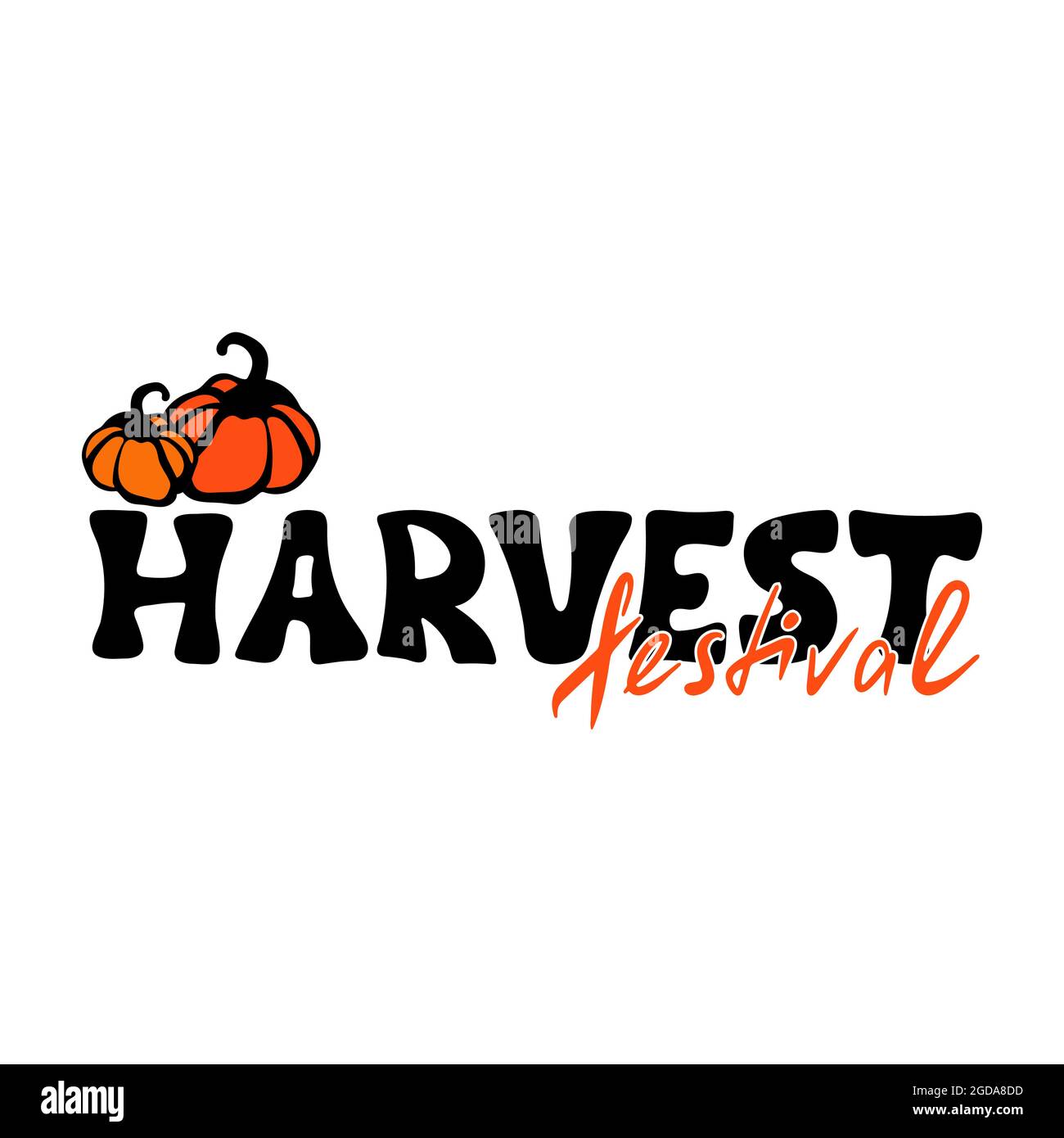 Harvest festival hand written lettering. Colorful with decor Stock ...